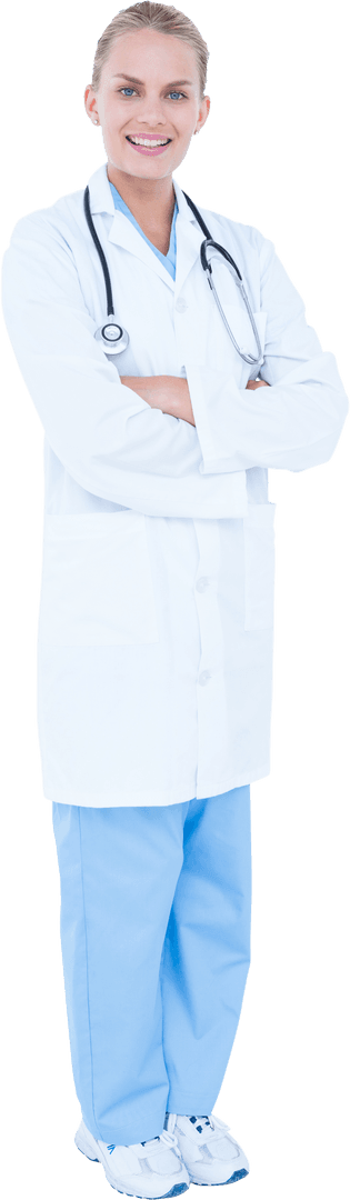 Smiling Female Doctor Standing with Arms Crossed Transparent Background ...