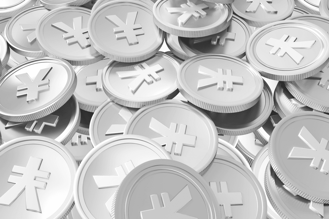 Silver Yen Coins Digital Illustration on Transparent Background