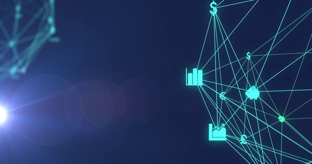 Digital Network Symbols Integrated in Blue Tech Background