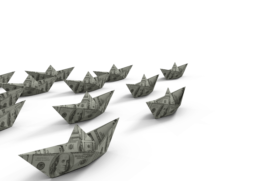 Dollar Bill Paper Boats on Transparent Background Illustration - Free ...