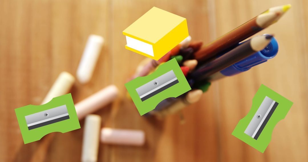 Creative School Supplies Animation Over a Desk