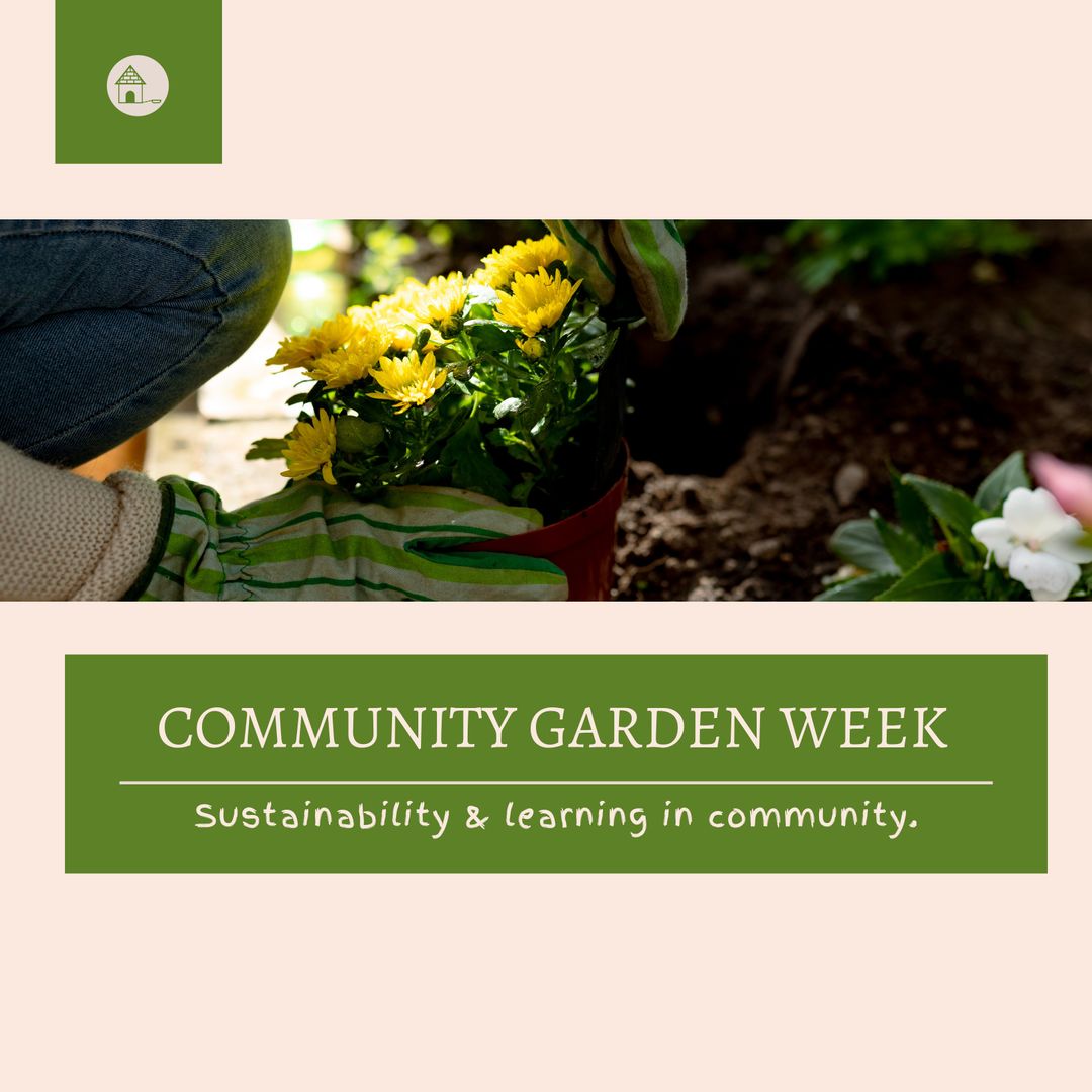 Woman Planting Flowers in Garden Promoting Community Garden Week - Free ...