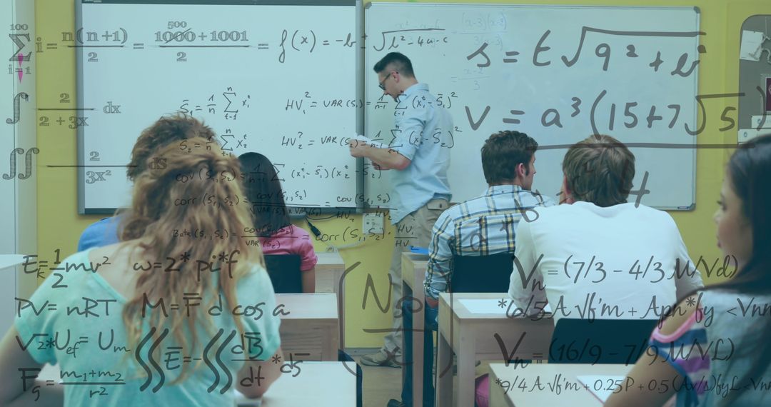 Math professor teaching college students in classroom - Free Stock ...
