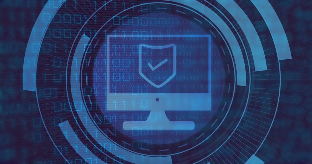 Digital Shield on Monitor Symbolizing Cybersecurity