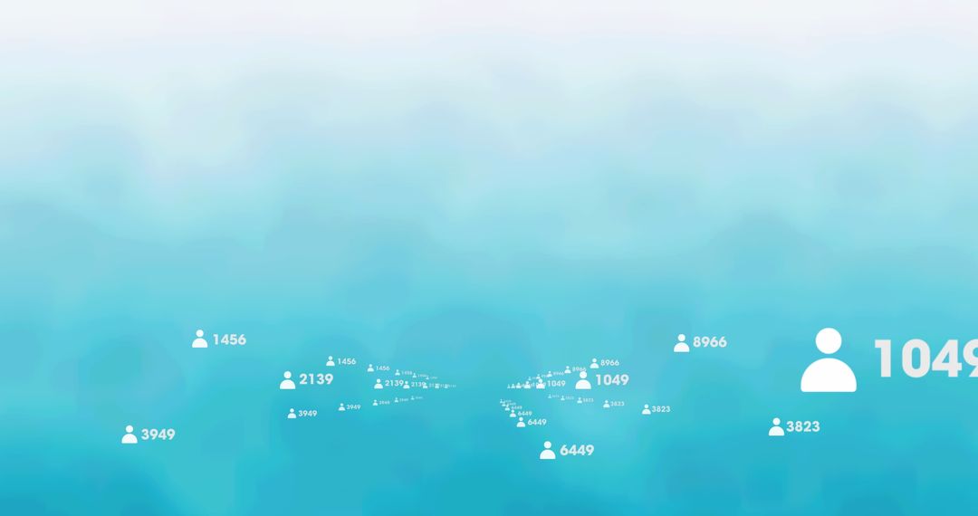 Profile Icons with Numeric Data on Gradient Blue Background