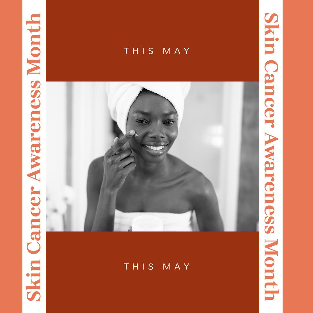 African American Woman Emphasizes Skin Cancer Awareness with Face Cream ...