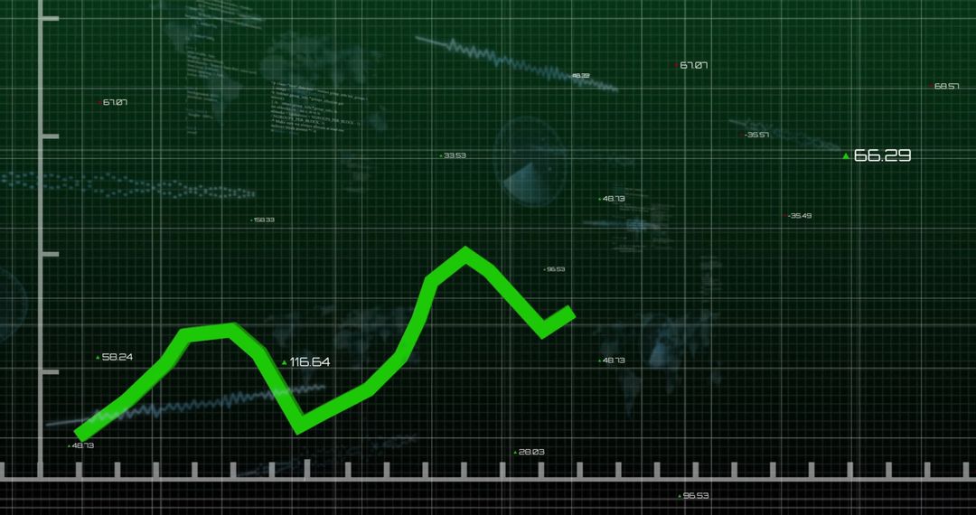 Animated Green Line Graph on Digital Grid Background