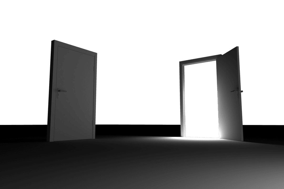Minimalist Illustration of Open and Closed Doors on Transparent ...