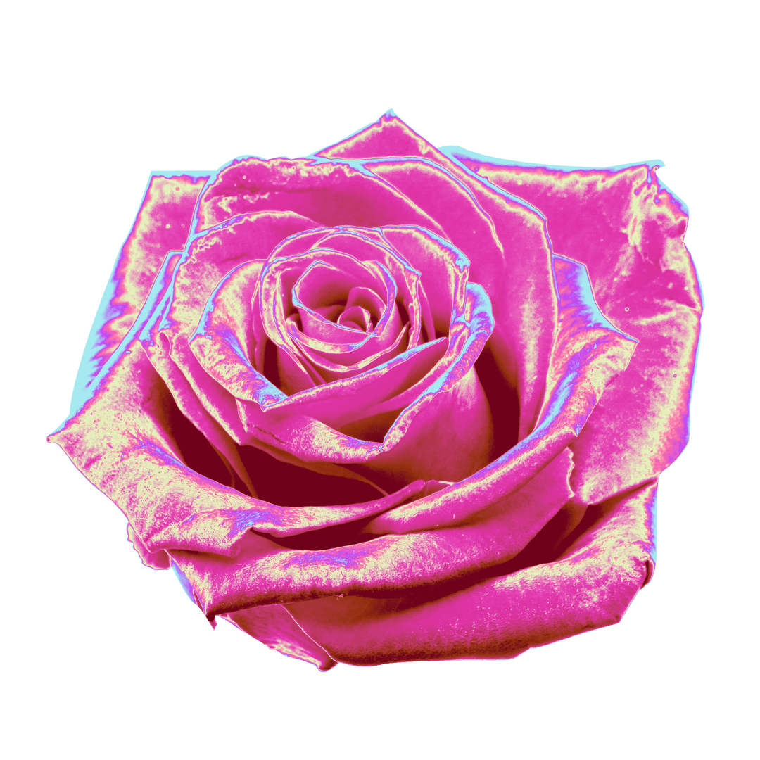 Stylized Neon Rose Bloom on Transparent Background - Free Stock Png ...