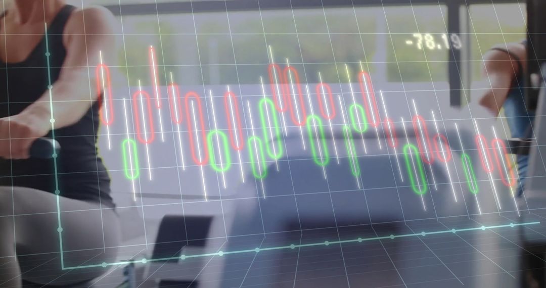 Women Exercising on Reformers with Overlayed Candlestick Chart - Free ...