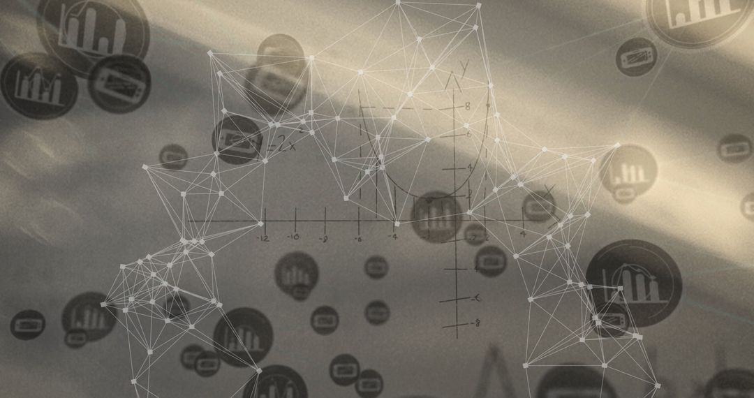 Abstract Network Connectivity with Digital Icons Overlay