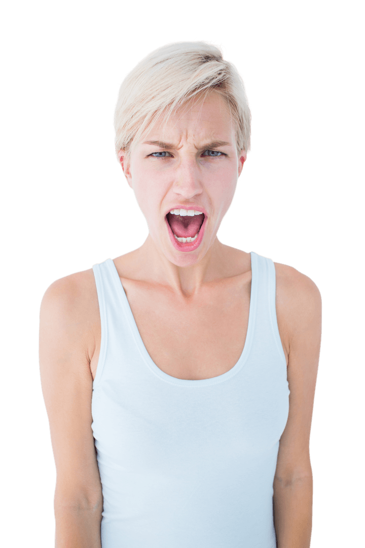 Transparent Background of Angry Blonde Woman Screaming - Free Stock Png ...