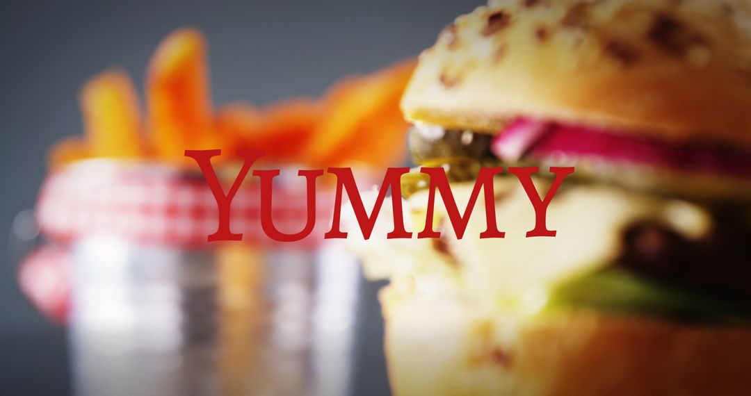 Delicious Burger and Fries Highlighting Yummy American Fast Food