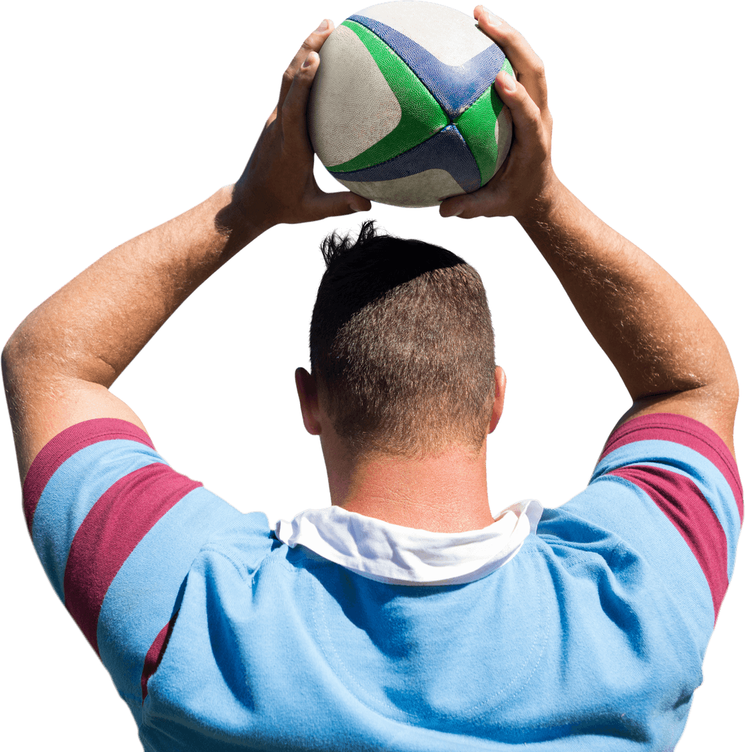 Transparent Rugby Player Holding Ball in Sport Action - Free Stock Png ...