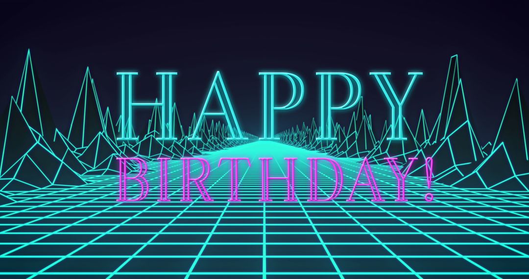Retro Futuristic Happy Birthday Greeting in Neon - Free Stock Photo ...
