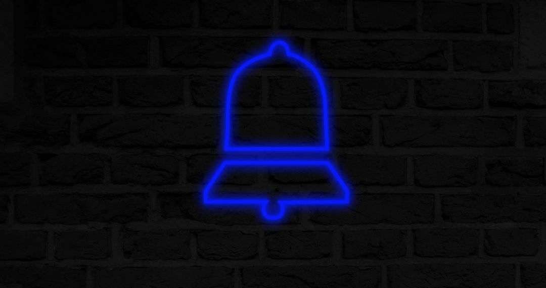 Neon blue bell glowing against dark brick background - Free Stock Photo ...