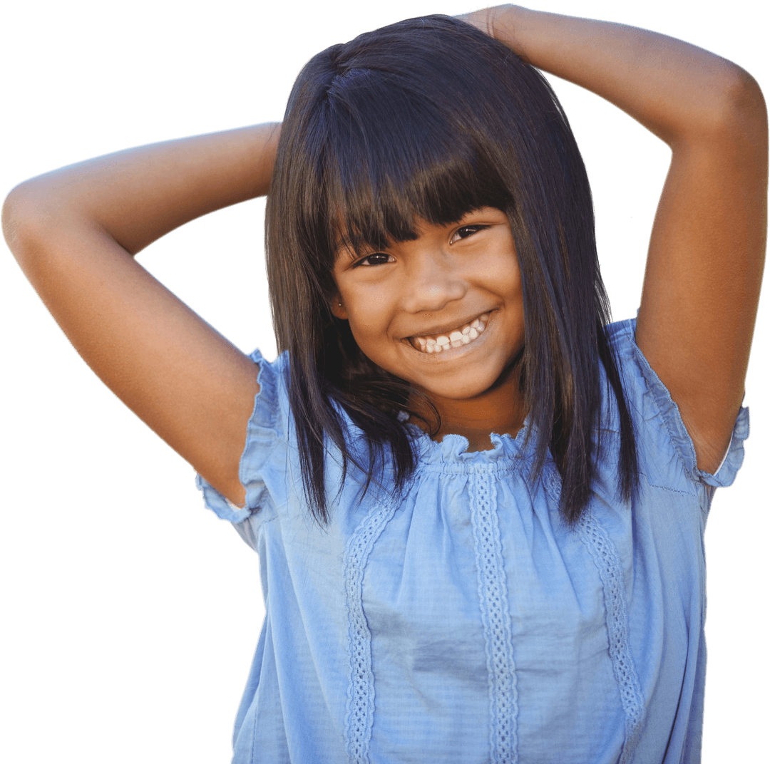 Smiling girl with backlit hair in bright sunlight - transparent ...