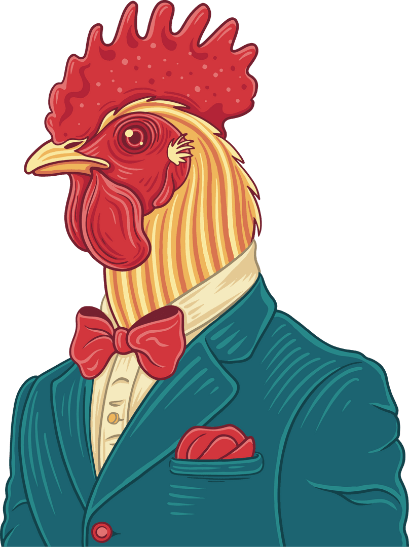 Gentleman rooster formal attire cartoon transparent illustration - Free ...
