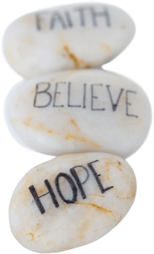 Inspirational Stones with Faith, Believe, Hope on Transparent ...