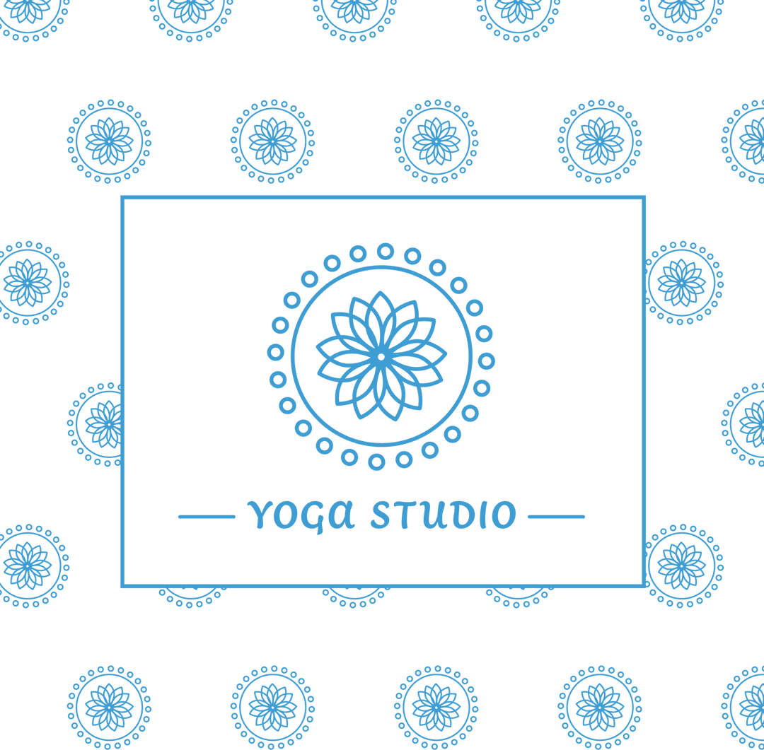 Yoga Studio Logo Blue Floral Mandala on Transparent Background - Free ...