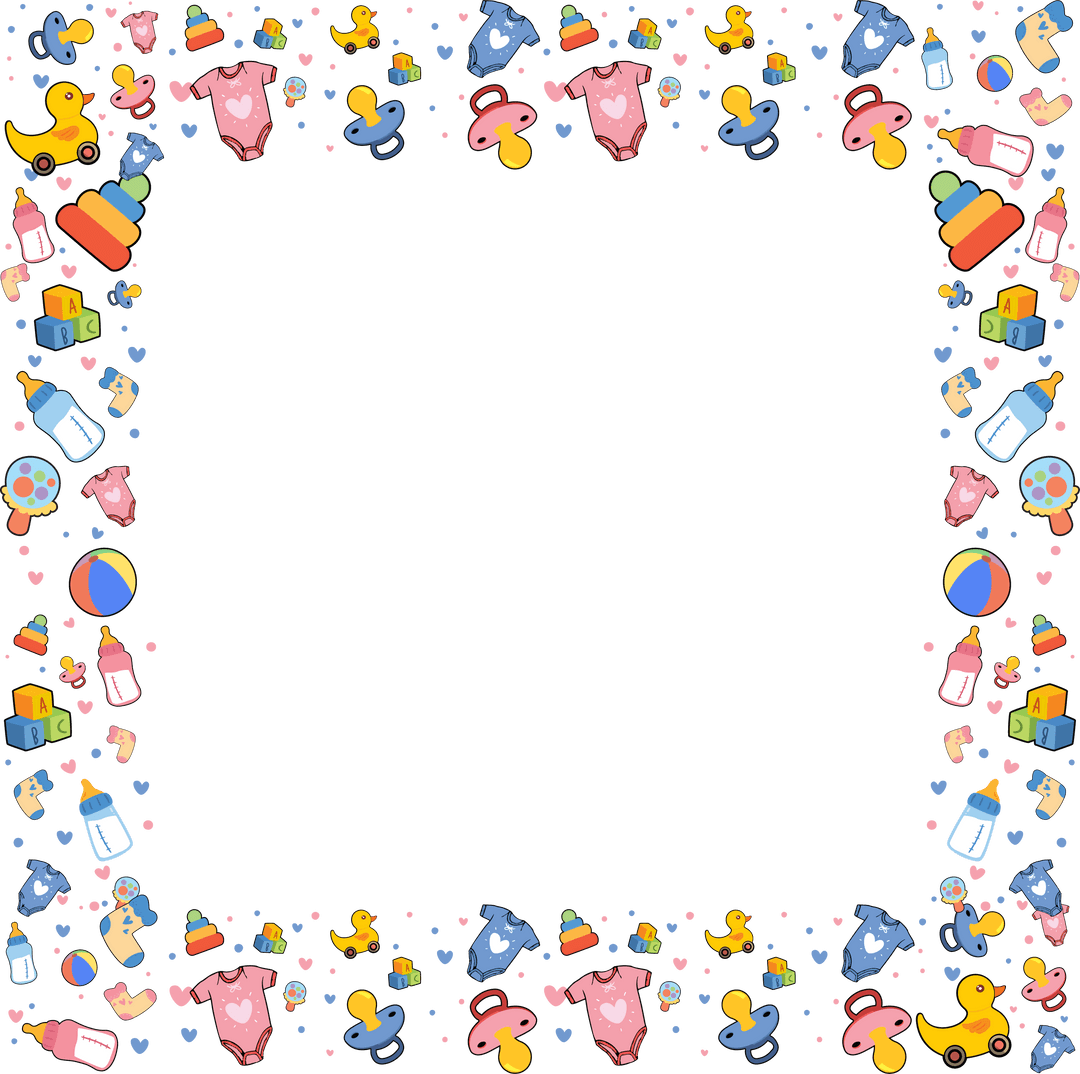 Transparent baby-themed border with colorful nursery icons - Free Stock ...