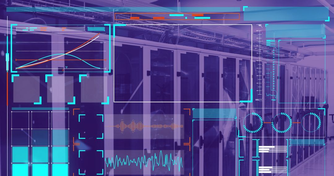 Data Processing Interface on Server Room Digital Overlay - Free Stock Photo | Pikwizard
