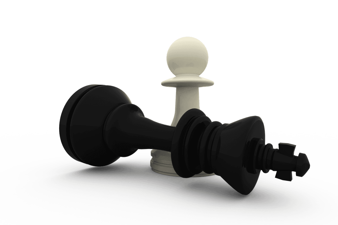 Strategic Chess Checkmate: White Pawn and Fallen Black King Transparent ...