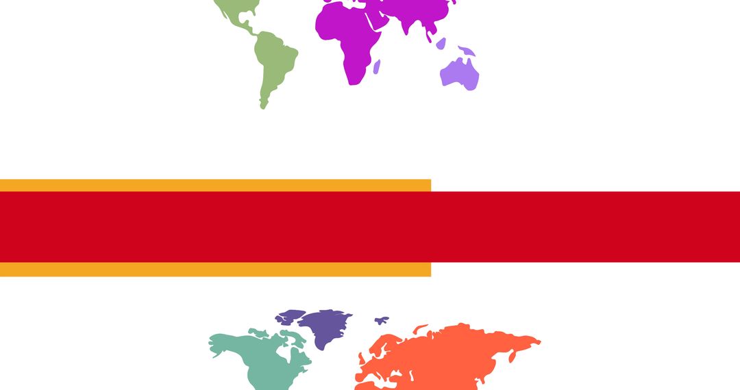 Colorful World Maps with Red and Yellow Ribbon Stripe - Free Stock ...