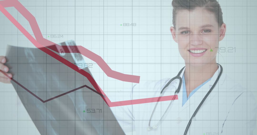 Smiling Doctor Analyzing X-Ray with Graph Overlay - Free Stock Photo ...