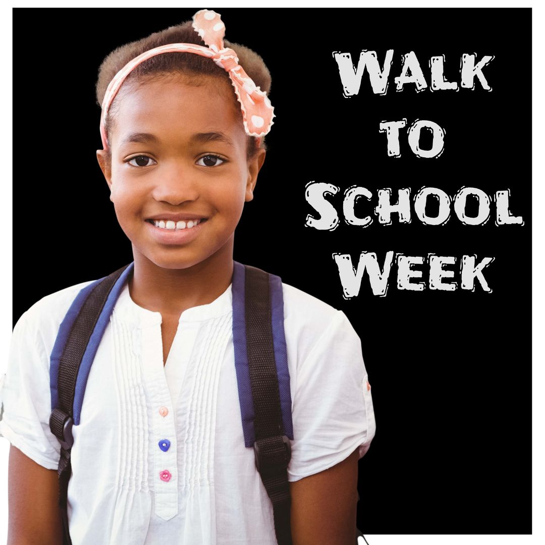 Happy Girl Promoting Walk to School Week Campaign - Download Free ...