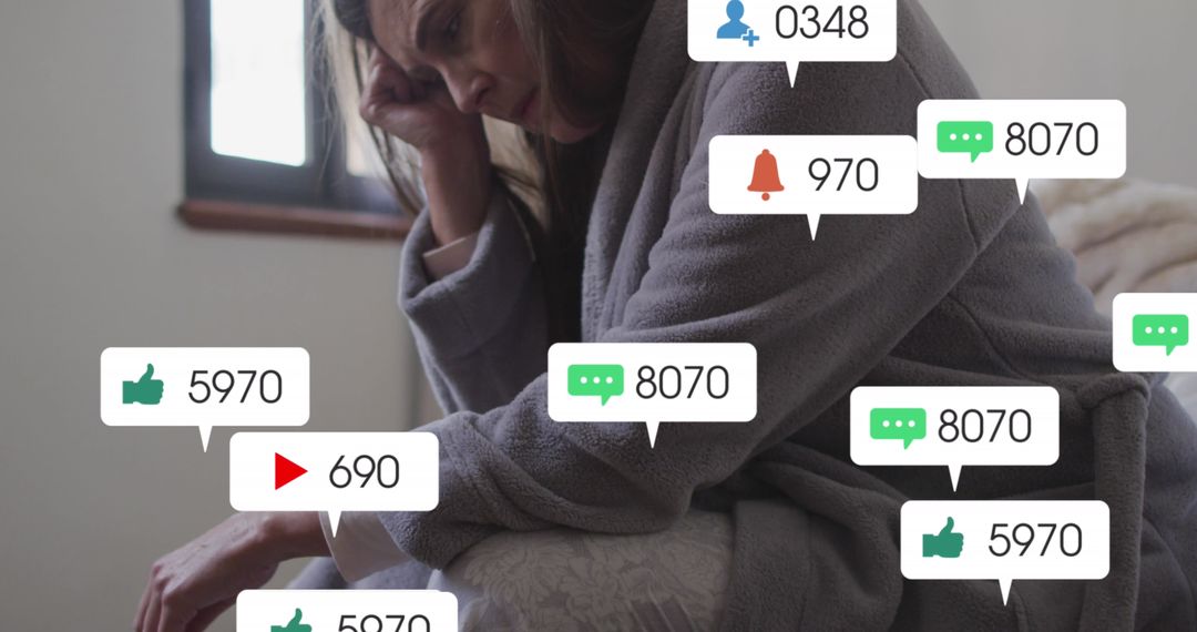 Stressed Woman Overwhelmed by Social Media Notifications - Free Stock ...