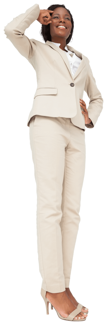 Empowered African American Businesswoman Standing Transparent Background
