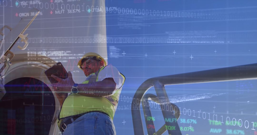 Industrial Worker Analyzing Construction Equipment Data