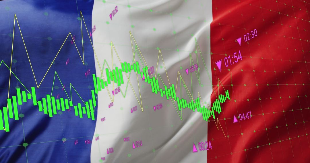 French flag with stock market graph indicating financial trends - Free ...