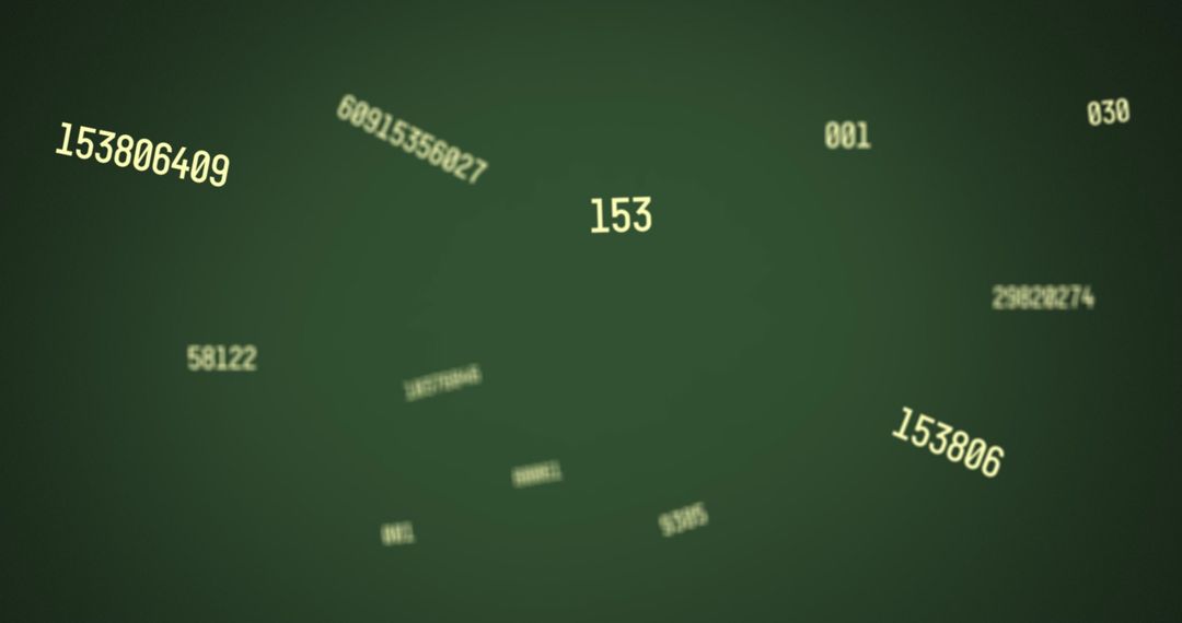 Floating Numbers on Digital Green Background