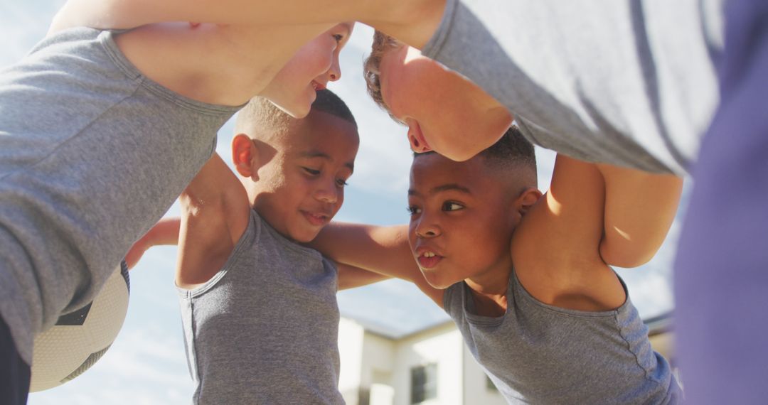 Diverse Boys Team-Building in Outdoor Activity Gathering