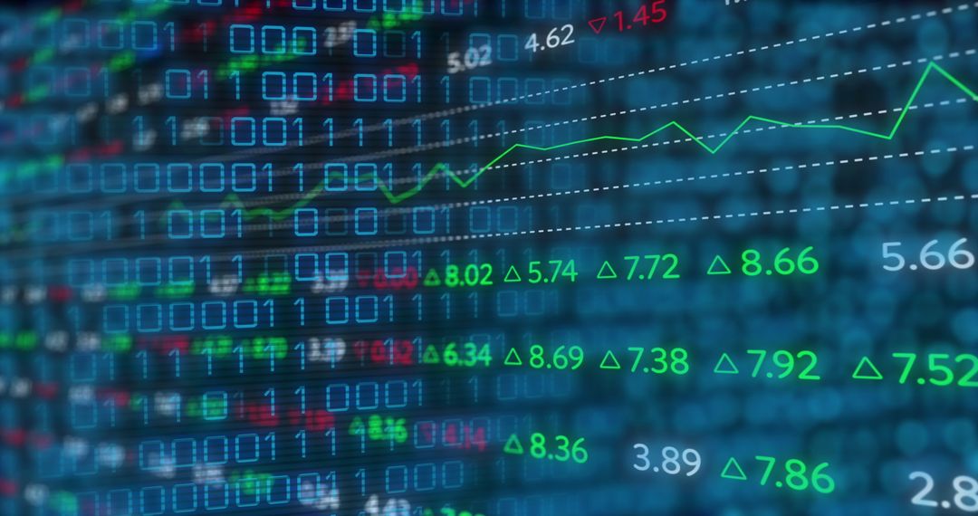 Financial stock market trends with binary code overlay - Free Stock Photo | Pikwizard