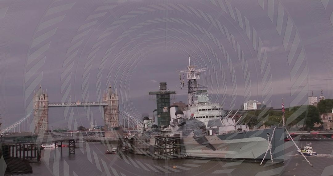 HMS Belfast Docked on Thames with Iconic Tower Bridge View - Free Stock ...