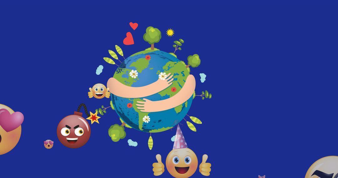 Emojis Spreading Kindness Around Planet Earth Illustration - Free Stock ...