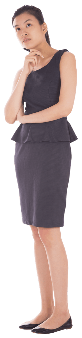 Asian Businesswoman Standing In Thoughtful Pose Transparent Background ...