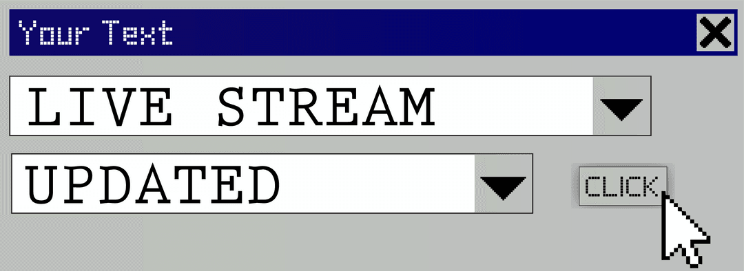 Retro UI Window with Live Stream Menu and Pixel Cursor, Transparent ...