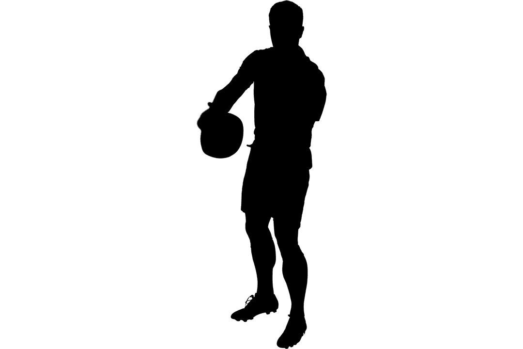 Silhouette of Male Football Player Dribbling Ball on Transparent ...