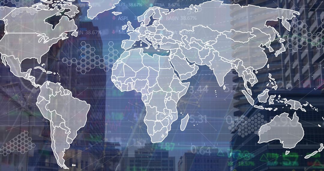 Digital World Map Overlaying Modern Cityscape - Free Stock Photo ...