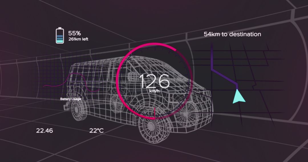 Digital Dashboard of Electric Vehicle with Speedometer and Battery ...