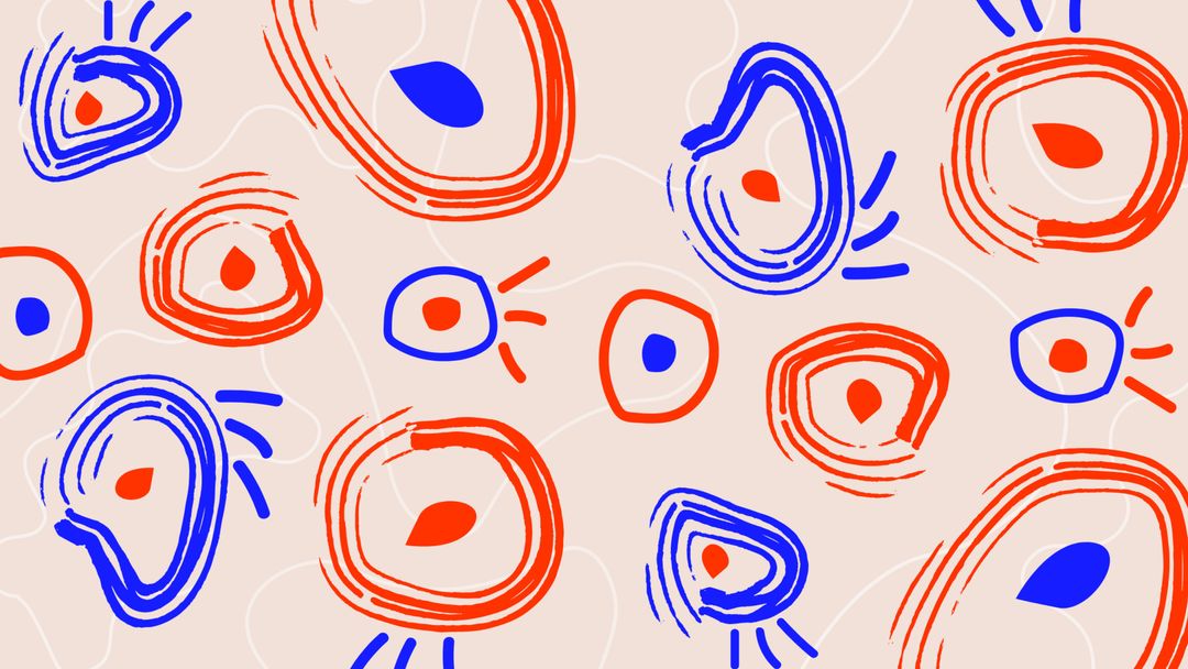 Playful Abstract Colorful Shapes Pattern With Red And Blue Download
