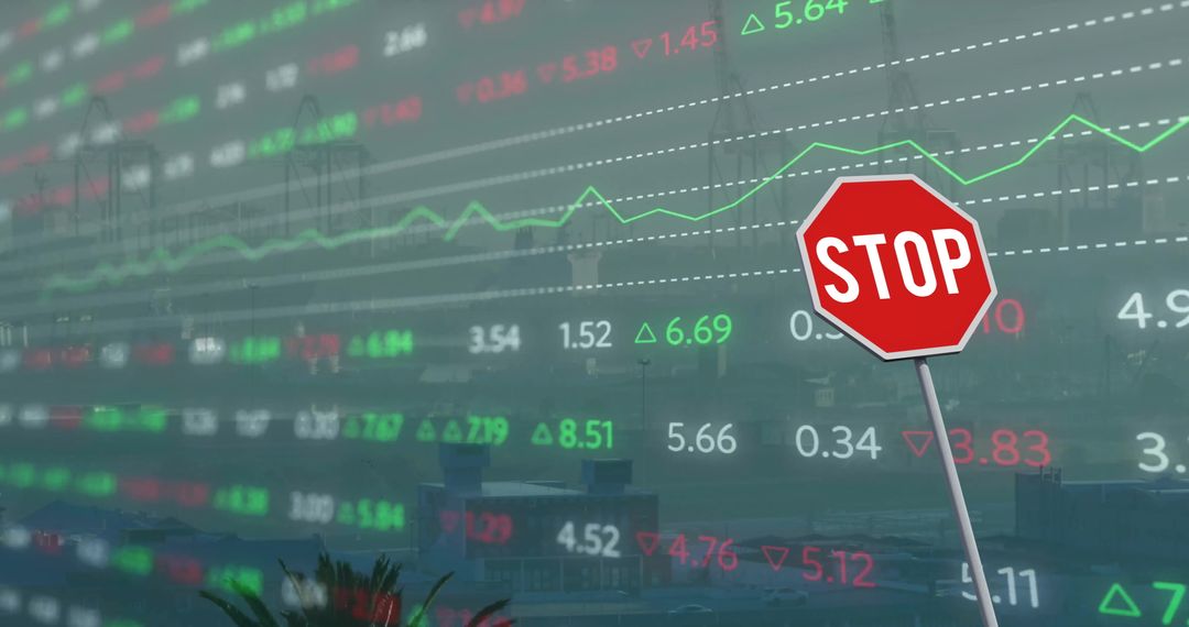 Stock Market Stop Sign Symbolizing Economic Caution - Download Free ...