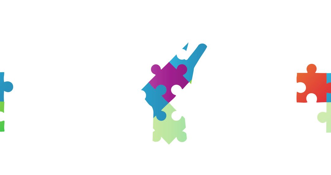 Colorful Jigsaw Puzzle Pieces Forming Autism Awareness Hand Design ...