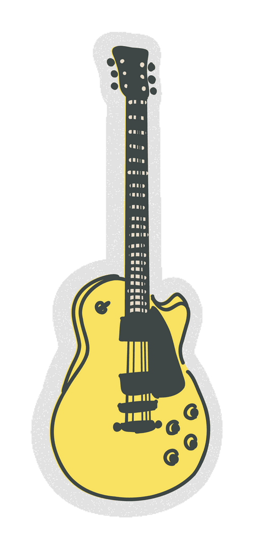 Comic Style Yellow Electric Guitar Illustration on Transparent ...