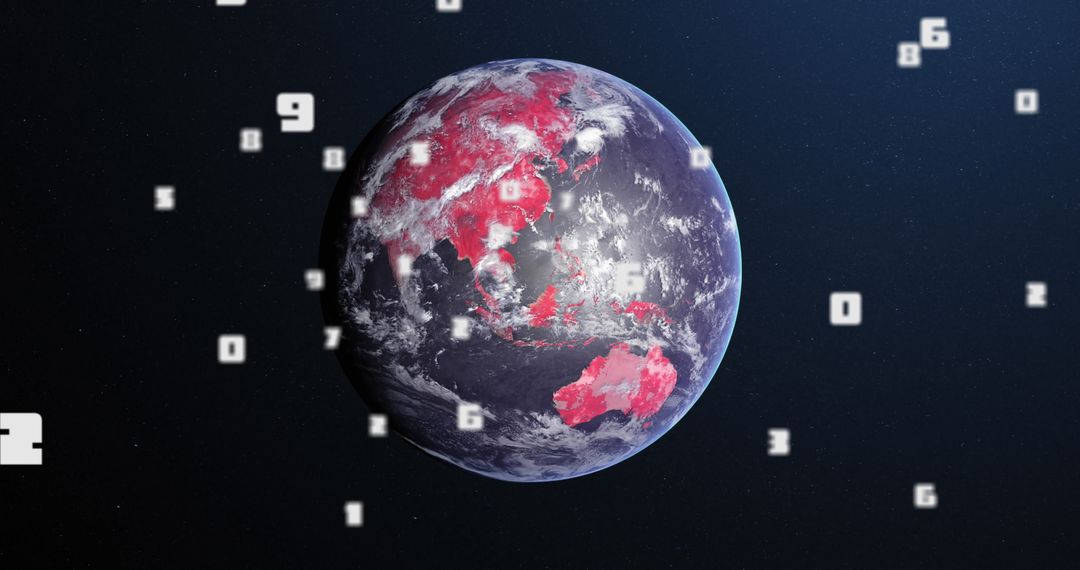 Earth surrounded by digital numbers symbolizing global connectivity and ...