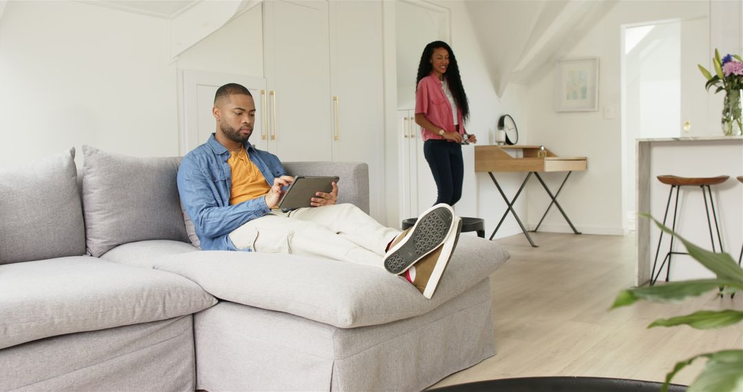 Couple Enjoying Relaxed Time at Home in a Modern Living Room - Free ...